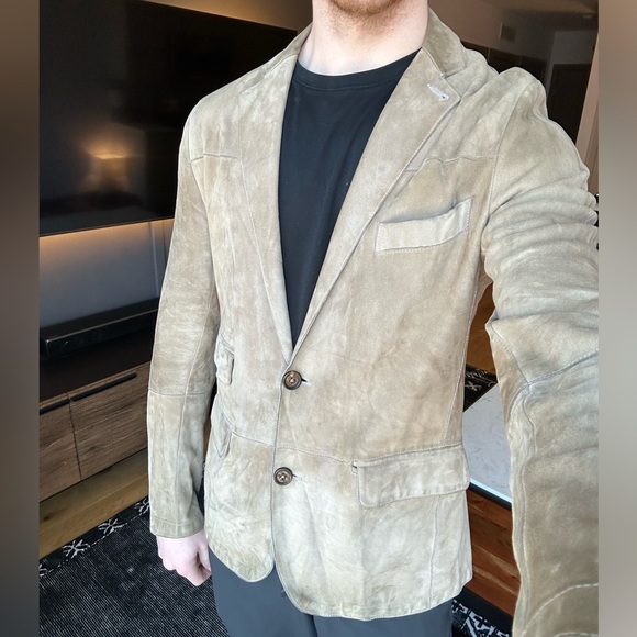 Eleventy | Suits & Blazers | Eleventy Suede Blazer Jacket In Beige | Poshmark